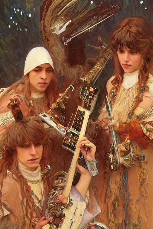 Lexica - Portrait of a a band of male and female druids playing an ...