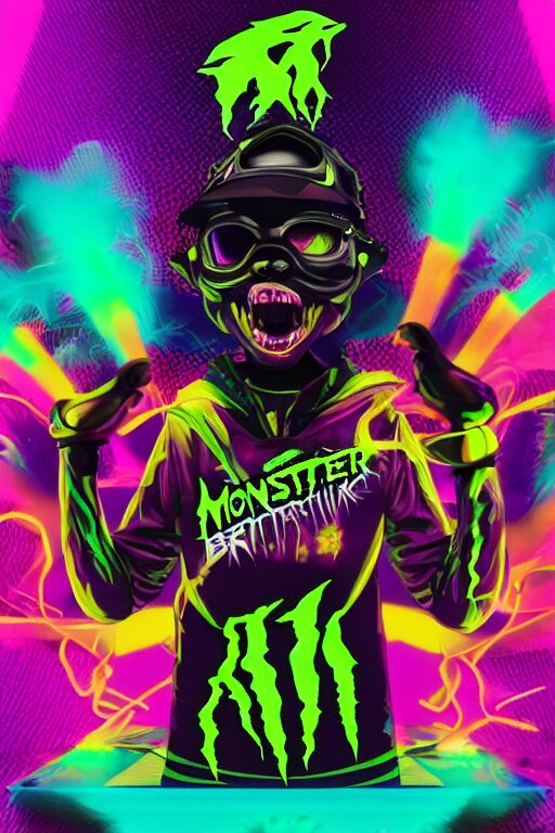 Lexica - Monster energy brink, vivid colours, vaporwave lighting ...