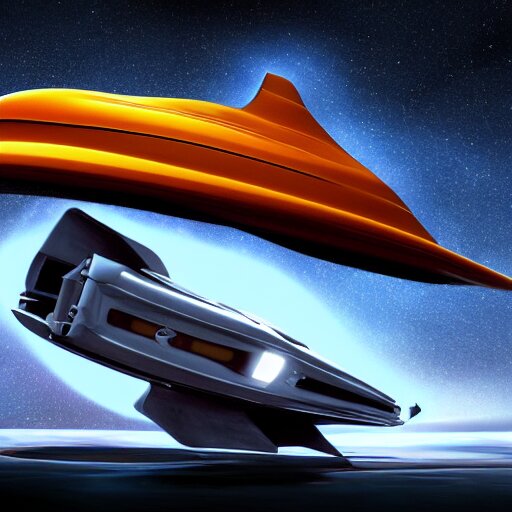 a hiper realistic digital art of a futurist spaceship car - Arthub.ai