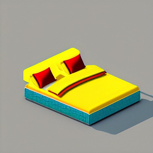 a simple cute 3 d object of the bed, isometric game, isometric a ...