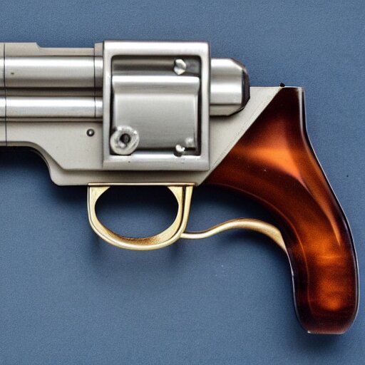 Lexica - Mangum revolver entirely made out of glass, transparent.