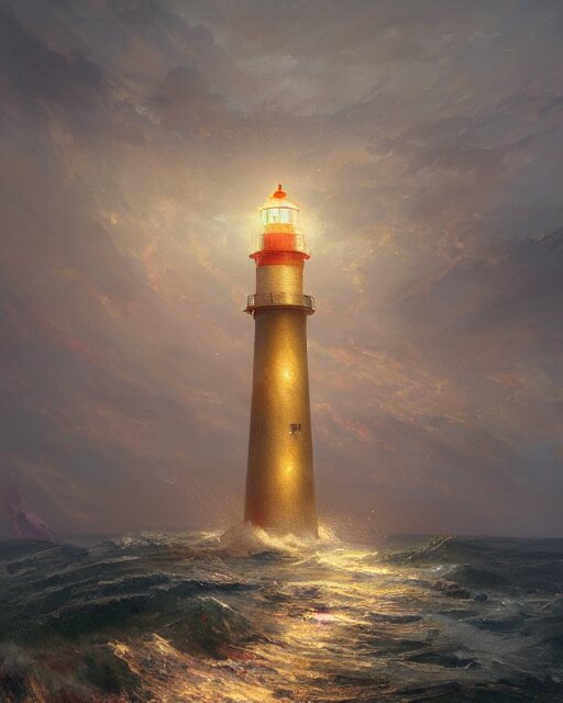 Lexica - A beautiful painting of a singular lighthouse, shining its ...