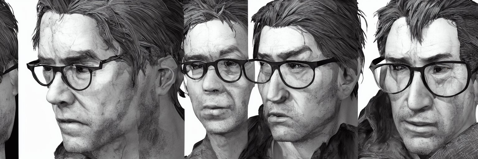Lexica - Character faces, realistic john zorn, clear john face, glasses ...