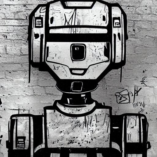 Lexica - Chappie robot color graffiti, black and white zef design ...