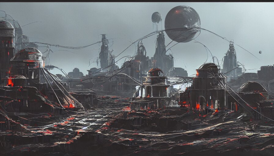 Lexica - Fallout sputnik concept art, black background, vibrant colors ...