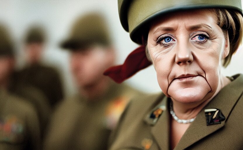 Lexica - Portrait of angela merkel dressed as a military officer ...