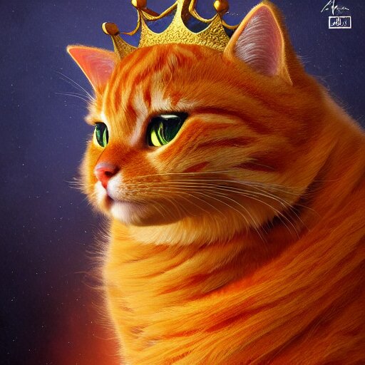 Lexica - Colossal fluffy orange royal king tabby cat wearing a golden ...