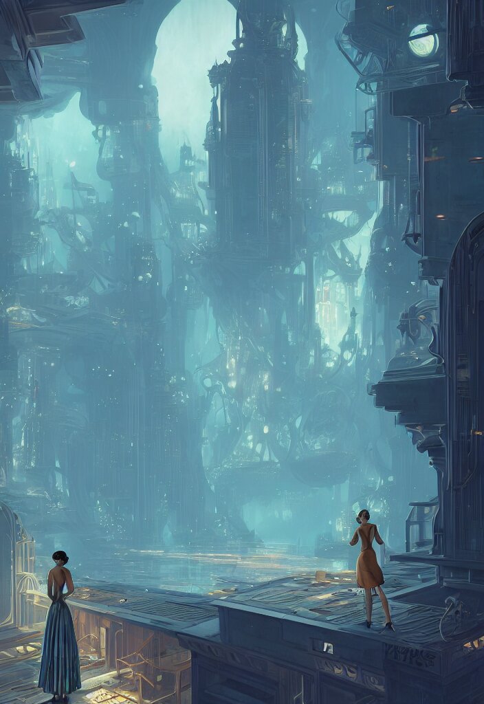 Lexica - A concept art painting of art deco bioshock style underwater ...
