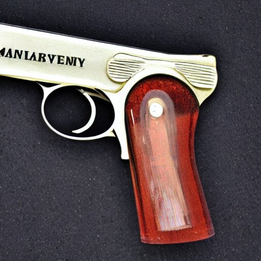 Lexica - Mangum revolver entirely made out of glass, transparent.