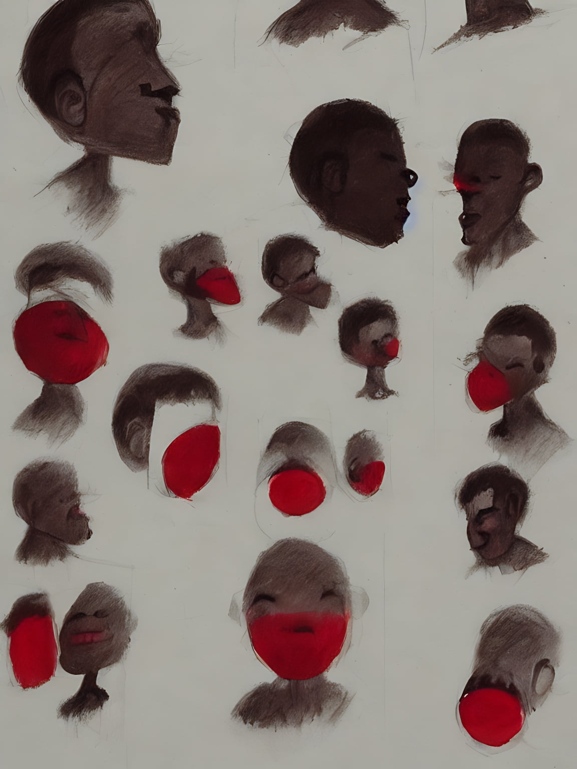 Lexica - Sobbing, brown, black red faces sketches by concept artists ...