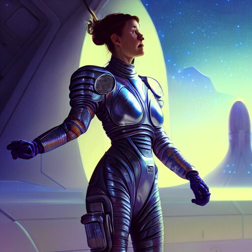 Lexica - Portrait of a female space captian in a spaceport, d & d ...