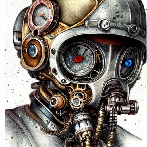 Lexica - Hyper realistic pencil drawing of a steampunk robot , water ...