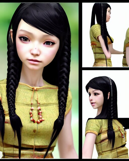 render as a very beautiful daz 3d anime aiko girl, wearing assam ...