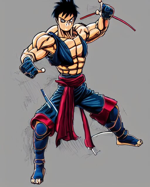 Lexica - Pencial drawing concept art of a machine mutant martial artist ...