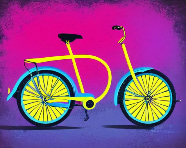 Lexica - A colorful bicycle in front of a yellow background, full shot ...