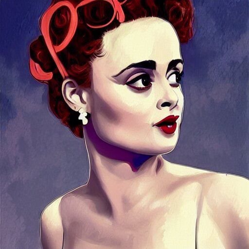 Lexica - Pin-up Helena Bonham Carter, 50’s style, illustration, highly ...