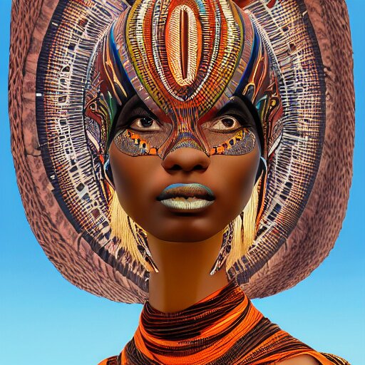Lexica - A beautiful full body woman with an african mask, wearing an ...