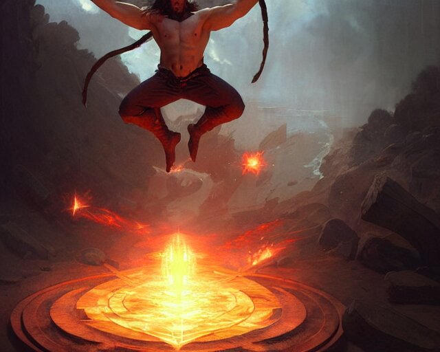 Lexica - Handsome tattooed gym bro cleric radiant explosion magic spell ...