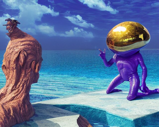 Lexica - A long shot of a giant award winning sculpture of an alien ...