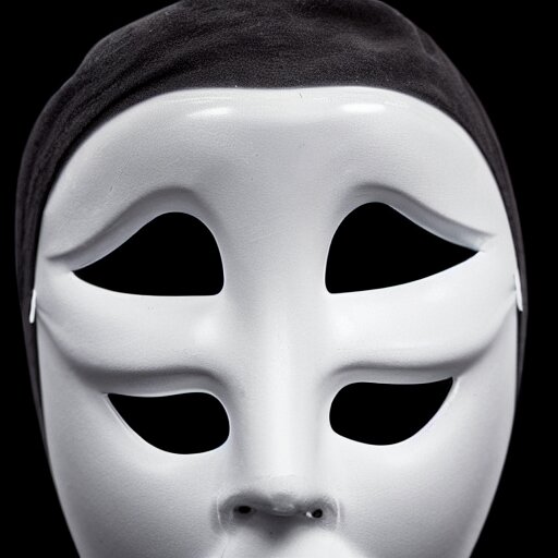 Lexica - Professional photograph of a white porcelain mask, black ...