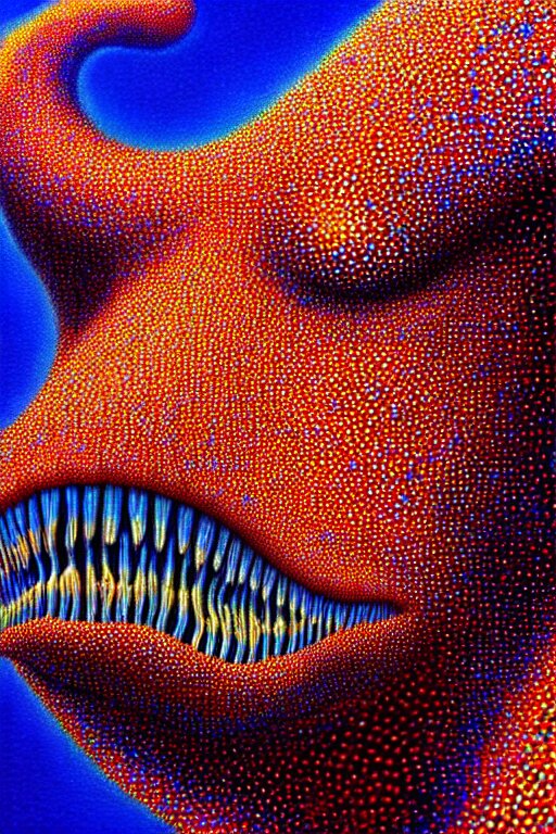 Lexica - Hyperrealistic close-up pointillism psychedelic creature!! in ...