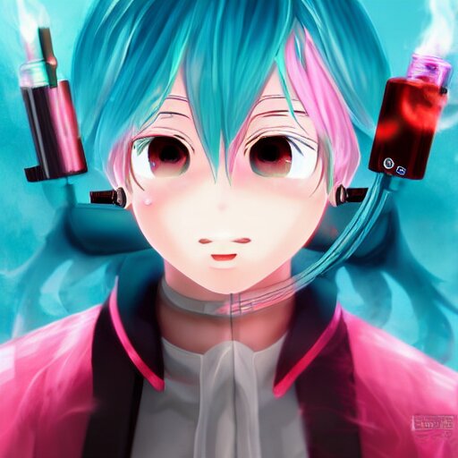 Lexica - Hatsune miku smoking weed with a vape pen, smoke coming out of ...