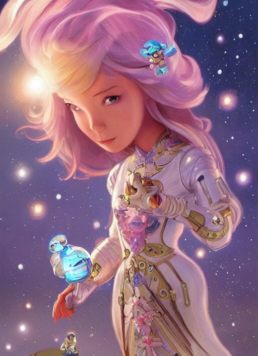 Lexica - Beautiful space cottagecore princess rosalina holding a chibi ...