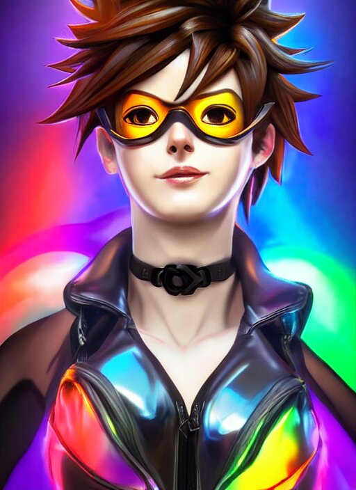 Lexica - Portrait bust digital artwork of tracer overwatch, wearing ...