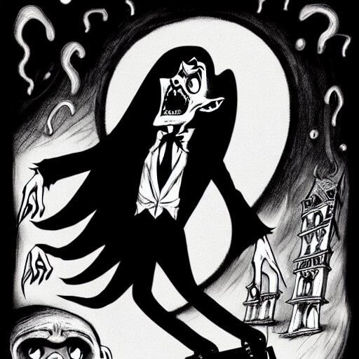 Lexica - Black and white trippy surreal comic art of dracula the ...