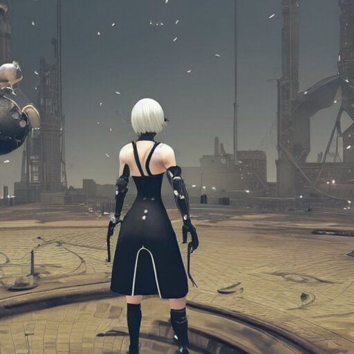 Lexica - Screenshot from Nier Automata with Boris Johnson