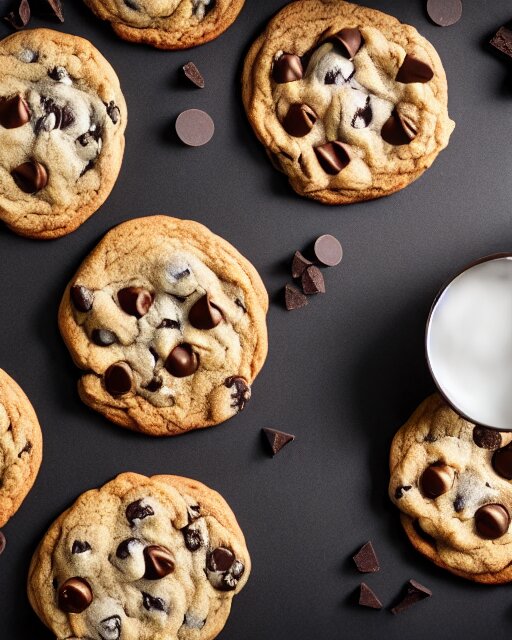 plate full of several freshly baked chocolate chip cookies, deli ...