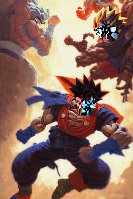 Lexica - Obama fighting goku portrait dnd, painting by gaston bussiere ...