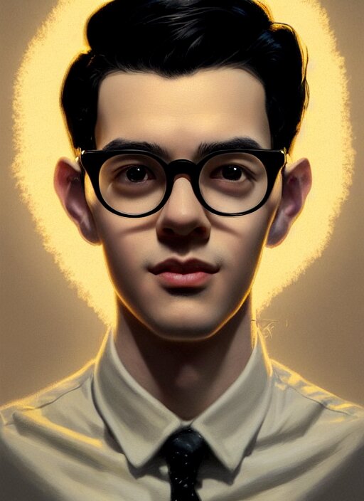 Lexica - Portrait of young dilton doiley, black hair, round glasses, 1 ...