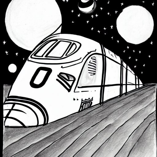 Lexica - Bad child drawing of a space train