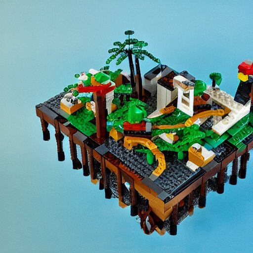 Lego overgrown deserted island city - Arthub.ai