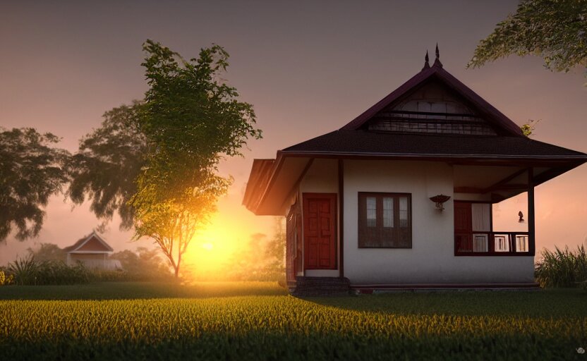a beautiful small assam type house at sunrise, guwahati, concept ...