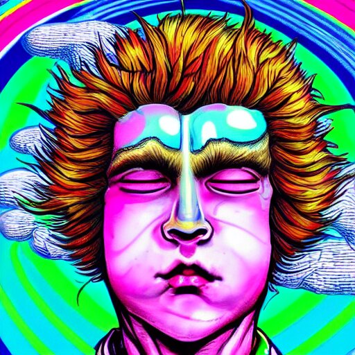 a psychedelic young godlike humanoid, hyper detailed, in the sty ...