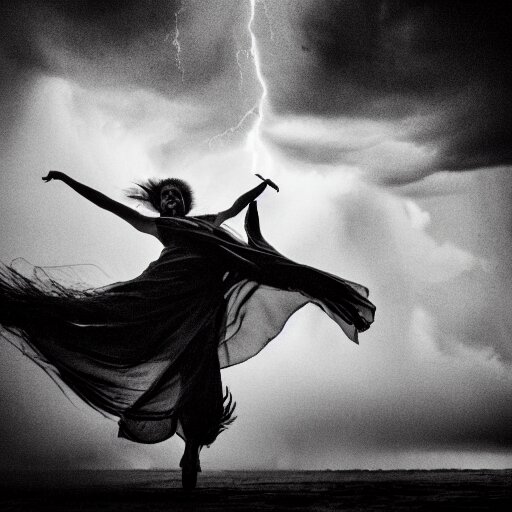 Lexica - Wild woman dancing in an epic storm with lightning, fire ...