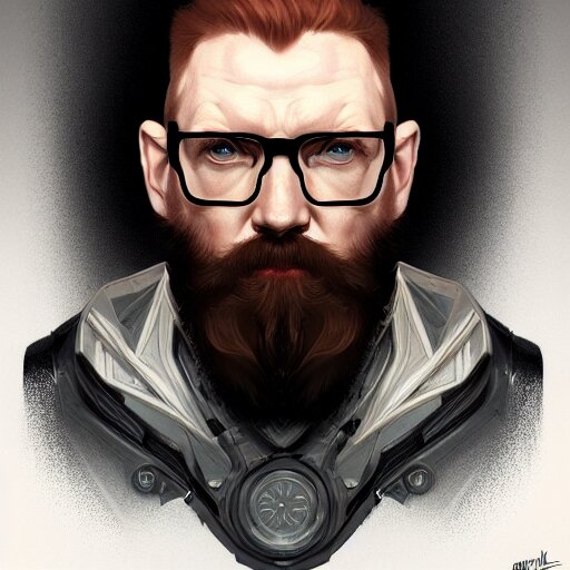 Lexica - Portrait of a ginger bearded man with glasses, sci - fi ...