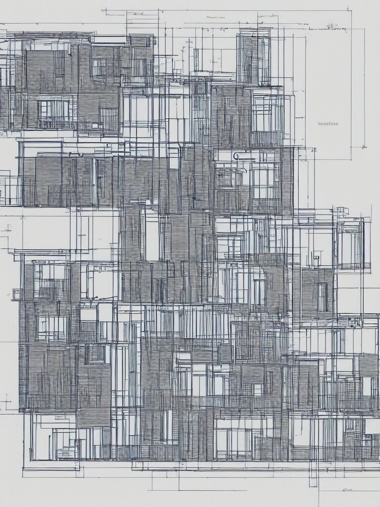 Lexica - Architecture blueprint copy, an impossible building. Vertical ...
