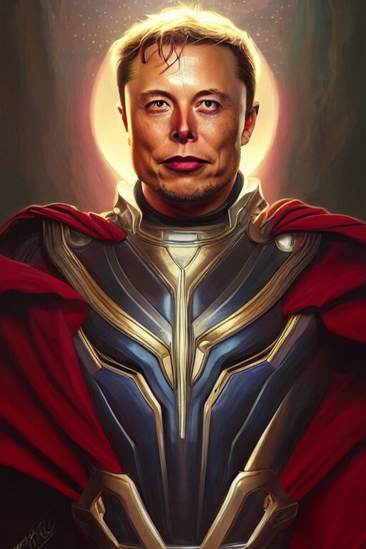 Lexica - Elon musk as thor, realistic portrait, symmetrical, highly ...