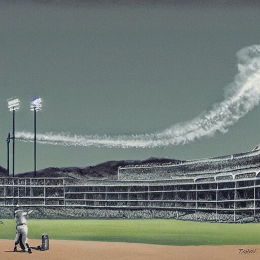 Lexica - Baseball tidal wave over 1940s baseball park, concept art, by ...