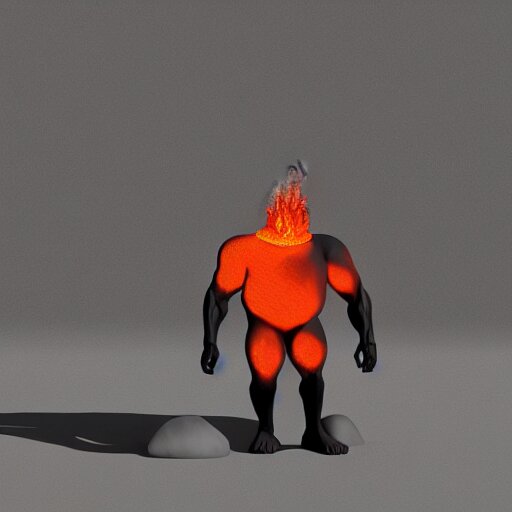 Lexica - A large, muscular, standing, humanoid, lava rock, magma, fire ...