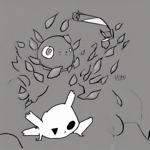 dark, cute, grayscale, void living'leaves bush'creature, bright ... - Arthub.ai
