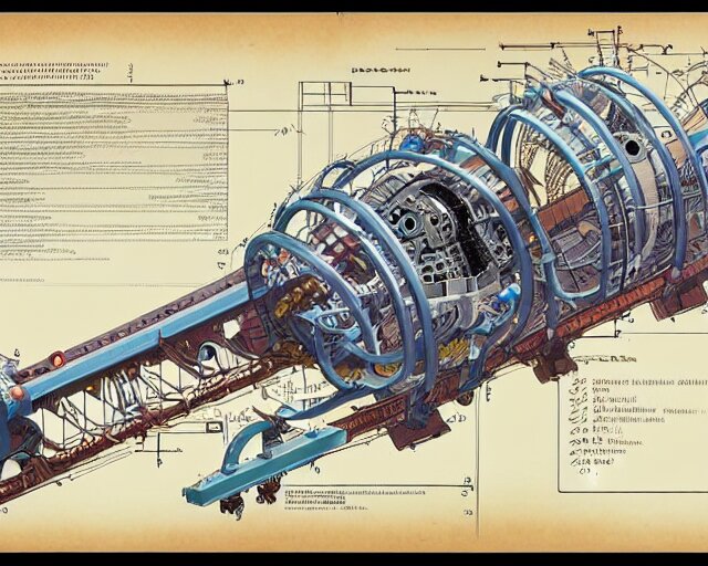 a full page of a mechanical blueprint showing a cutaway design f ...