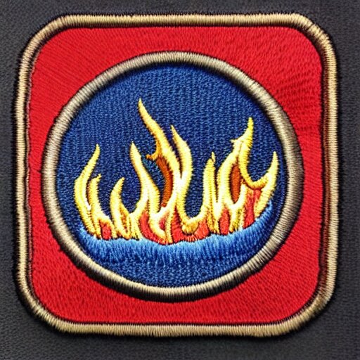 fire station flame embroidered patch retro design - Arthub.ai