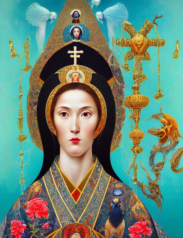 Lexica - 3 d goddess close - up profile portrait russian orthodox icon ...