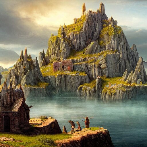 a beautiful and highly detailed matte painting of a colorful yet ...