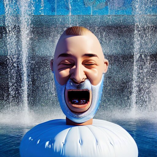 Lexica - A giant inflatable human head with open mouth on realistic ...