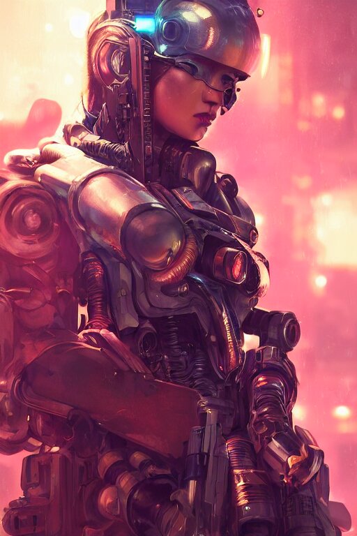 Lexica - Beautiful portrait of a heavily armed cyborg mercenary girl ...